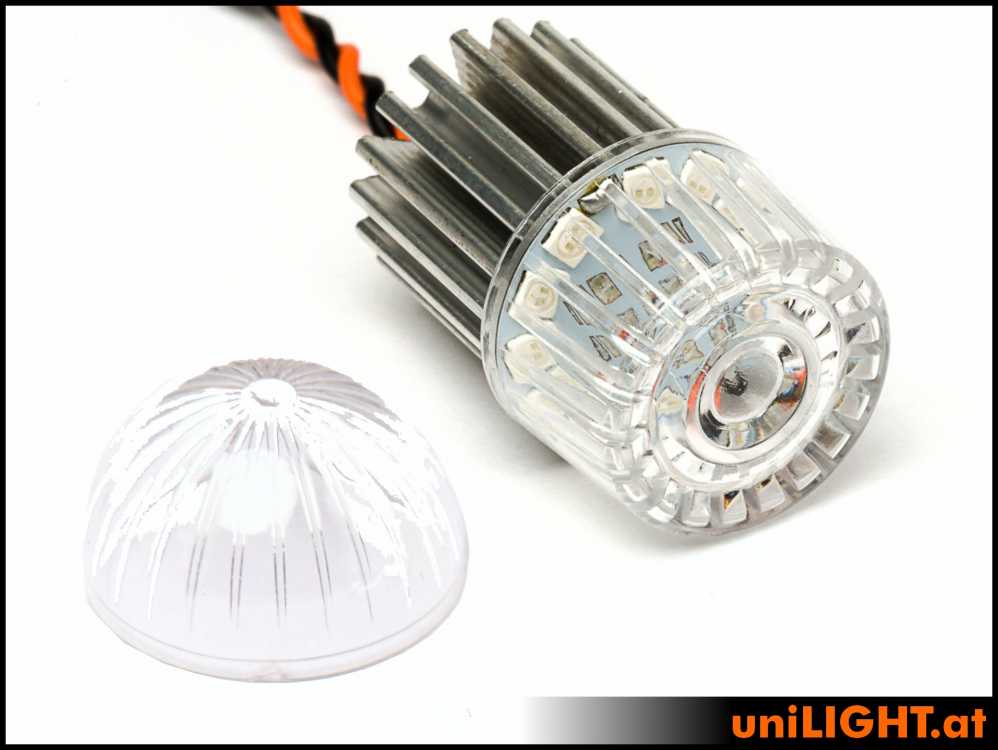 22mm ROUND Power Strobe Light, 24Wx2, T-Fuse White from Unilight RND22F ...