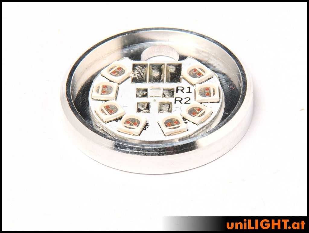 Unilight 24mm ROUND Strobe light, 20Wx2, SHORT - Red RND24X-200x2-RT